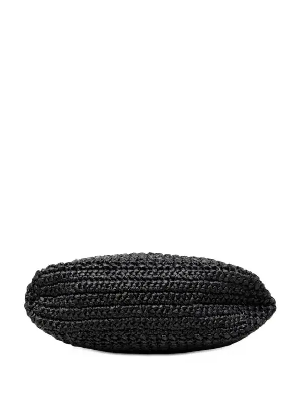 Prada 2013-2026 Small Raffia Effect Crochet Embroidered Logo Tote Bag