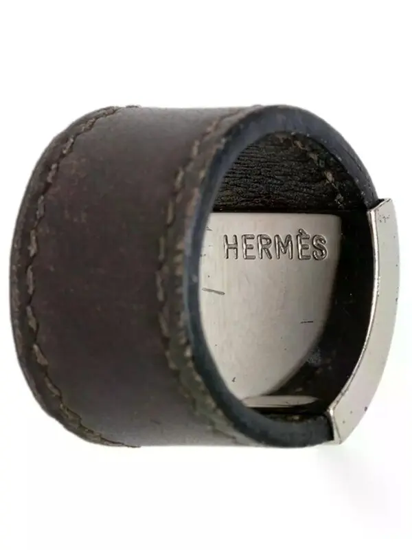 Hermès Leather And Palladium Plated Lurie Ring