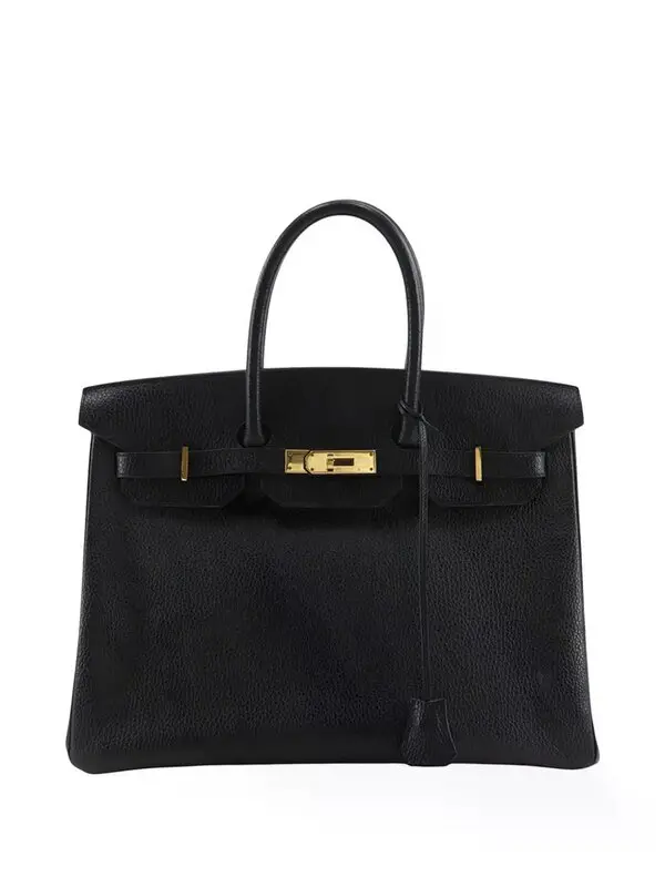 Hermès 1998 Fjord Birkin Retourne 35 Handbag - Black