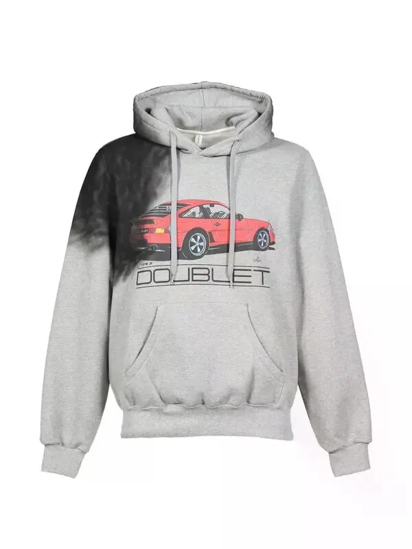 DOUBLET Exhaust Stained Drawstring Cotton Hoodie