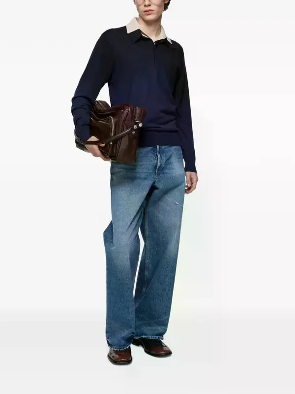 Acne Studios Contrast-collar Silk-blend Sweater - Blue