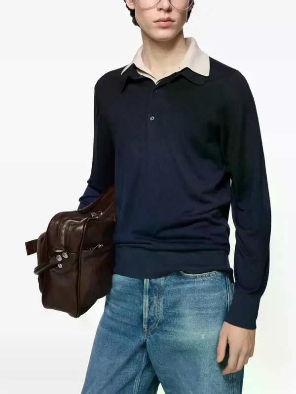 Acne Studios Contrast-collar Silk-blend Sweater - Blue