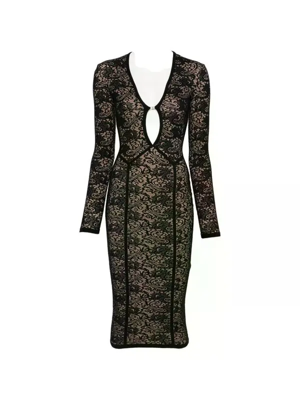 Elisabetta Franchi Lace-patterned Cut-out Midi Dress - Black