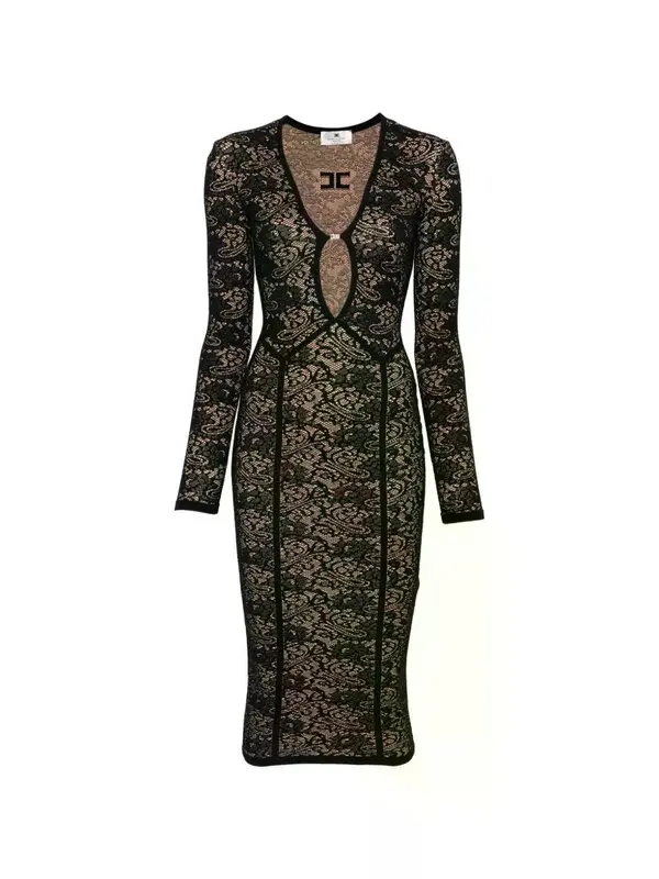 Elisabetta Franchi Lace-patterned Cut-out Midi Dress - Black