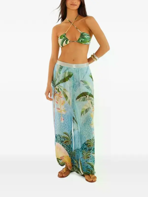 Farm Rio Embroidered Side-buttons Balloon Pants