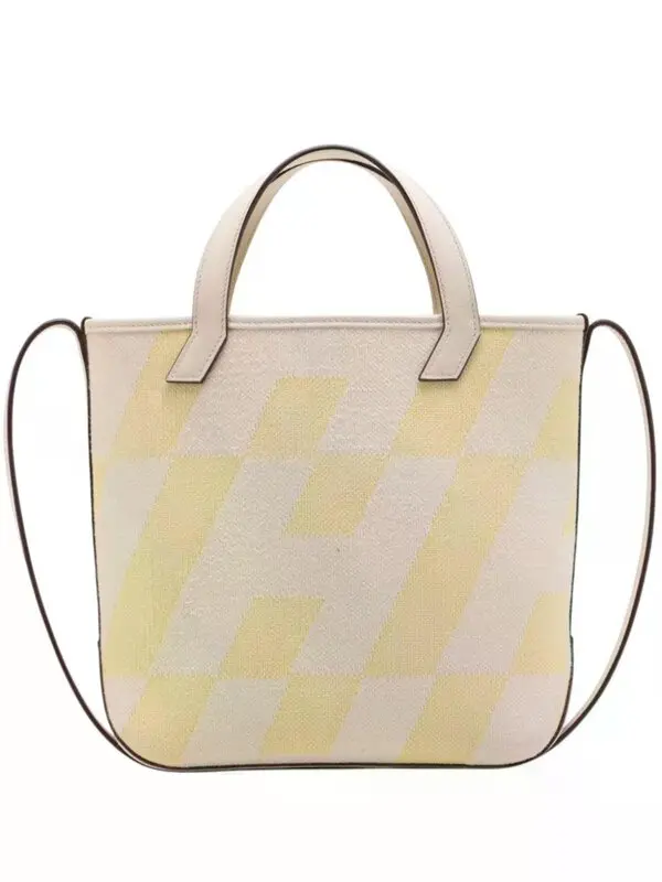 Hermès 2023 Toile And Swift Cabas H En Biais 27 Satchel - White
