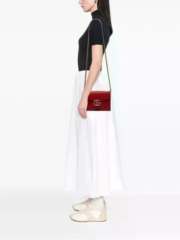 Gucci 2000-2015 Gg Marmont Calfskin Wallet On Chain Crossbody Bag - Red