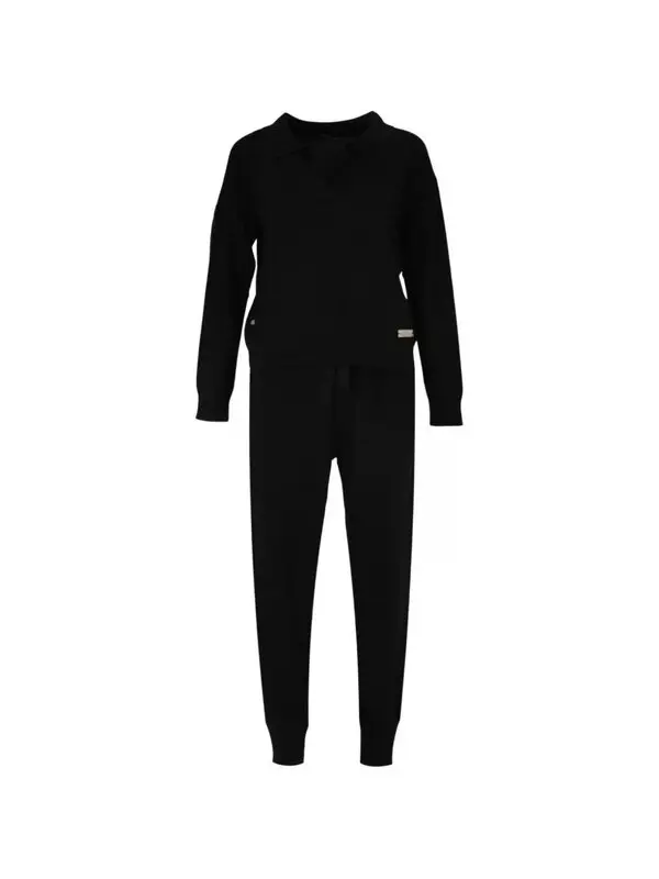 IZAAK AZANEI Collared Knitted Tracksuit - Black