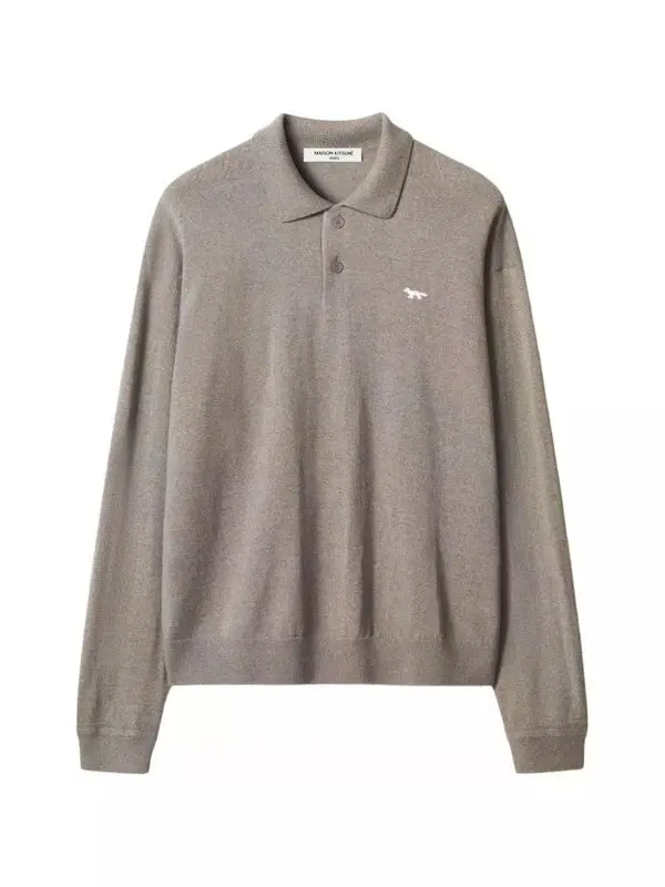 Maison Kitsuné Fox-patch Long-sleeve Polo Shirt