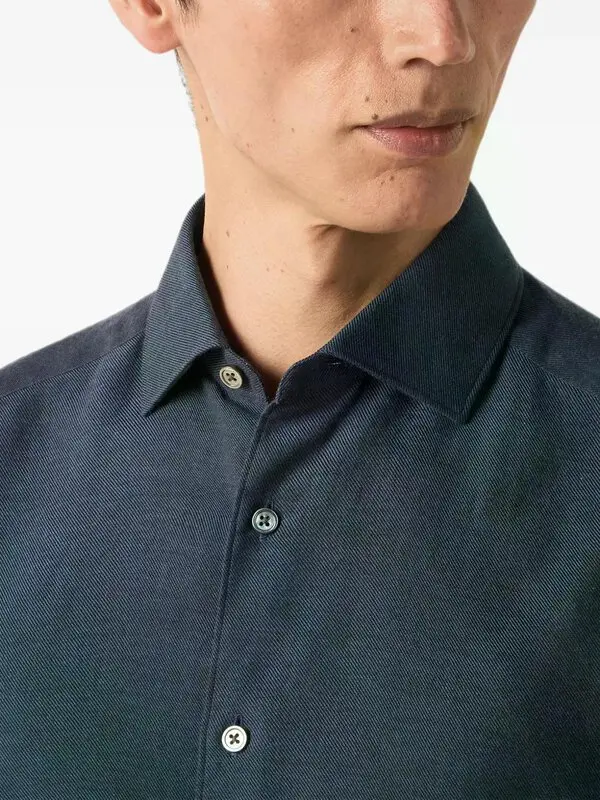 Zegna Navy Cashco Shirt - Blue