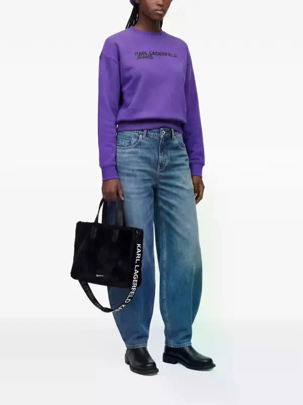 Karl Lagerfeld Logo Print Crewneck Sweatshirt - Purple