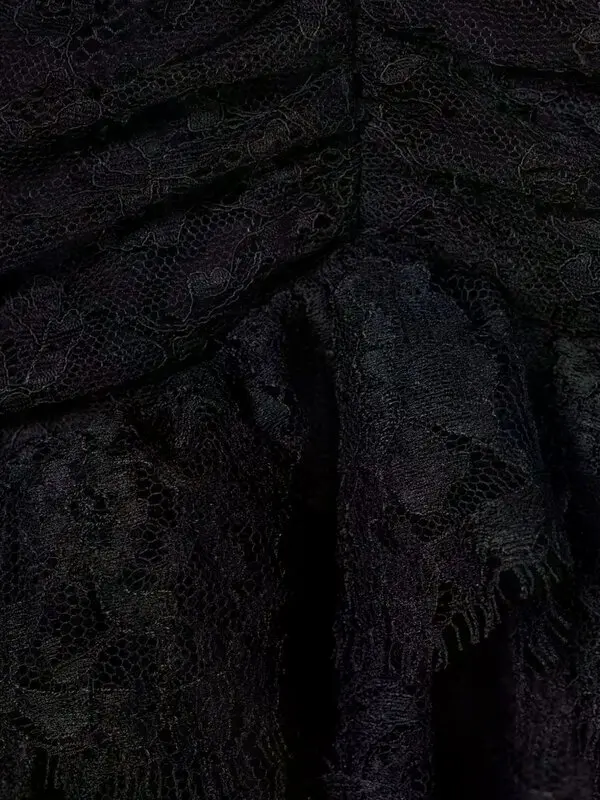 Alessandra Rich Chantilly Lace Halterneck Maxi Dress