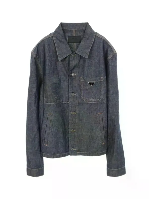Prada Chambray Blouson Denim Jacket - Blue