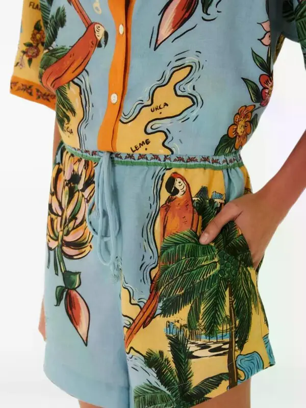 Farm Rio Multicolor Beaches Path Drawstring Shorts