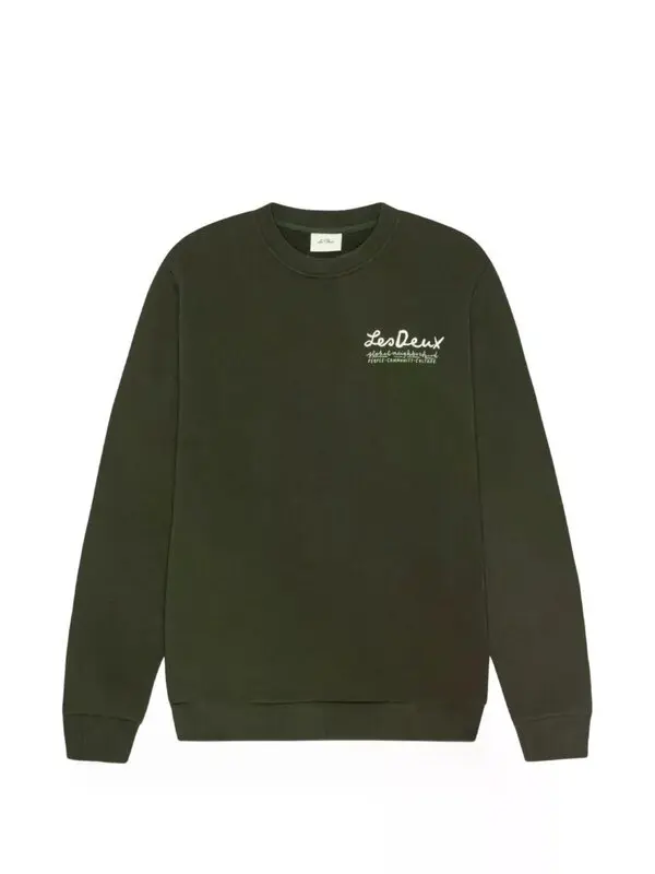 LES DEUX Rural Graphic-print Crew-neck Sweater - Green