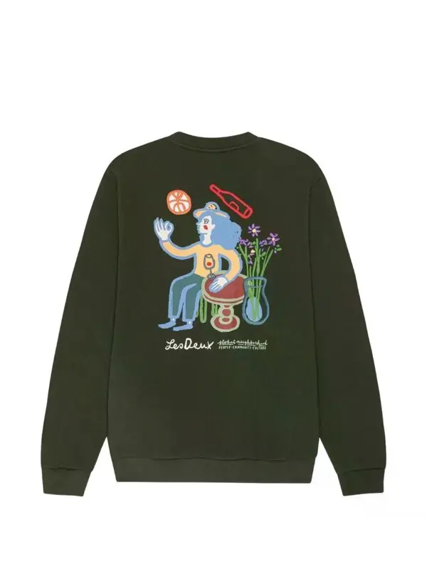 LES DEUX Rural Graphic-print Crew-neck Sweater