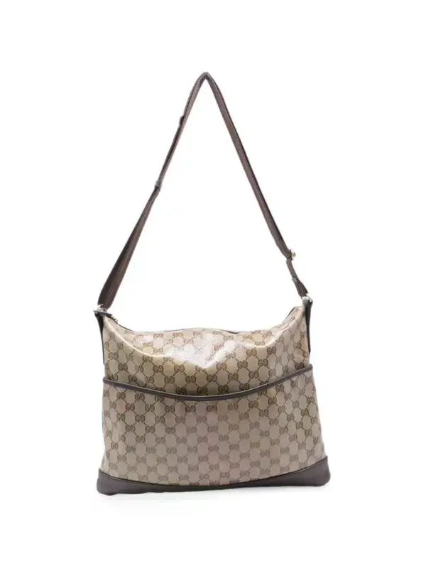 Gucci Crystal Messenger Canvas Bag - Neutrals