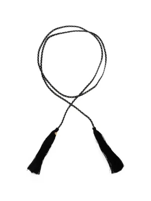 FORTE_FORTE Tassel-detail Braided Belt - Black