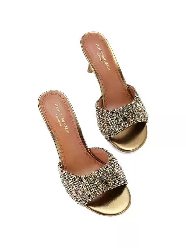 Kurt Geiger Crystal-embellished Houndstooth Mules