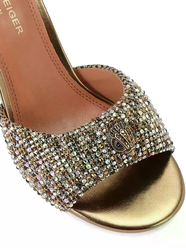 Kurt Geiger Crystal-embellished Houndstooth Mules