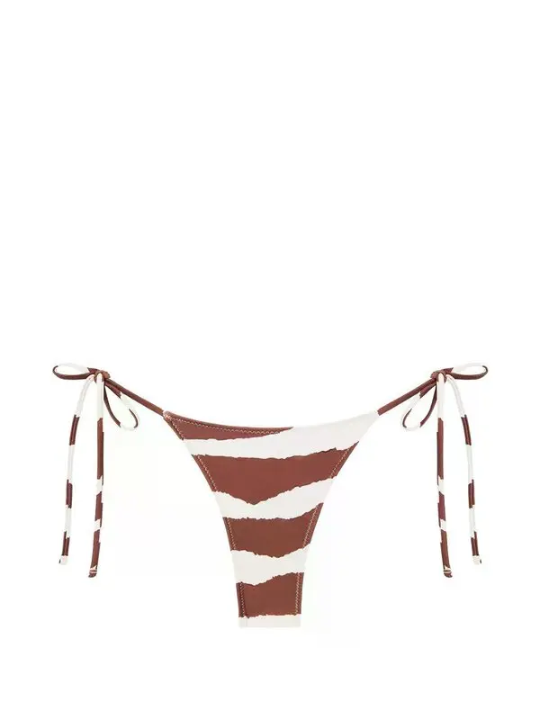 TROPIC OF C Zebra-print Side-tie Bikini Bottoms - Brown