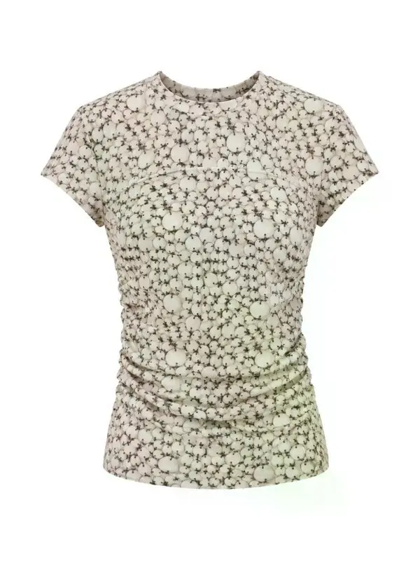Isabel Marant Étoile Maëlie Bead-print Ruched T-shirt - Neutrals