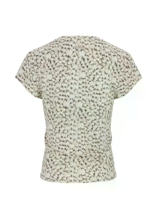 Isabel Marant Étoile Maëlie Bead-print Ruched T-shirt - Neutrals