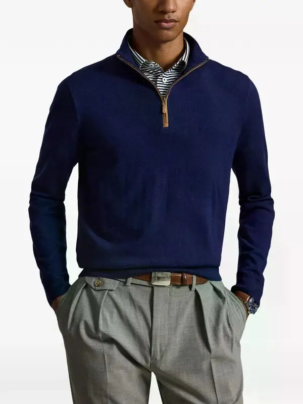 Rlx Ralph Lauren Half-zip Wool Sweater - Blue