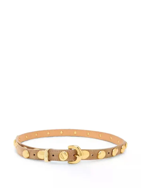 AMANU The Vaal Stud-embellished Suede Belt - Neutrals