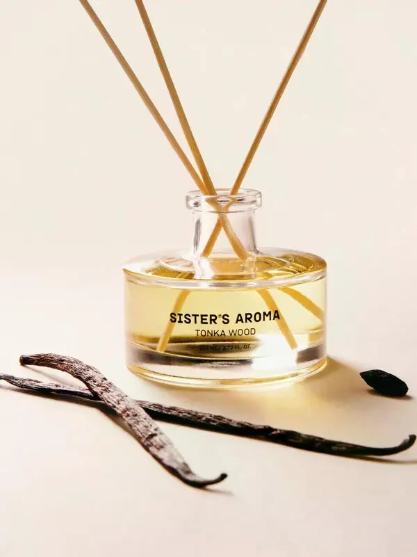 SISTER’S AROMA Tonka Wood Glass Reed Diffuser