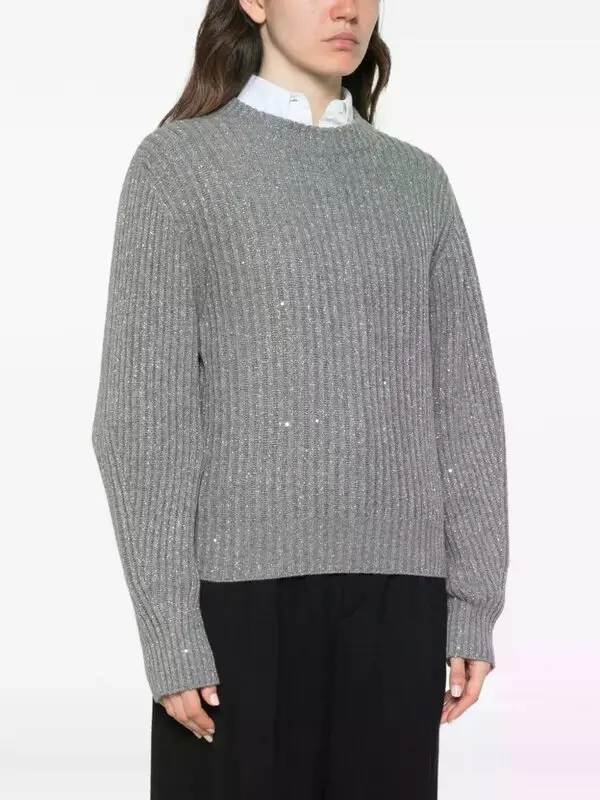 Brunello Cucinelli Sequin-embellished Ribbed-knit