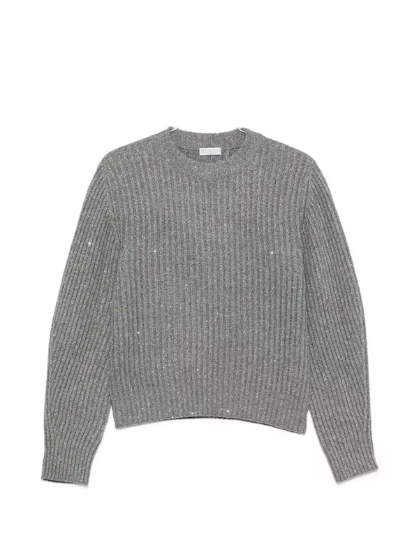 Brunello Cucinelli Sequin-embellished Ribbed-knit - Grey