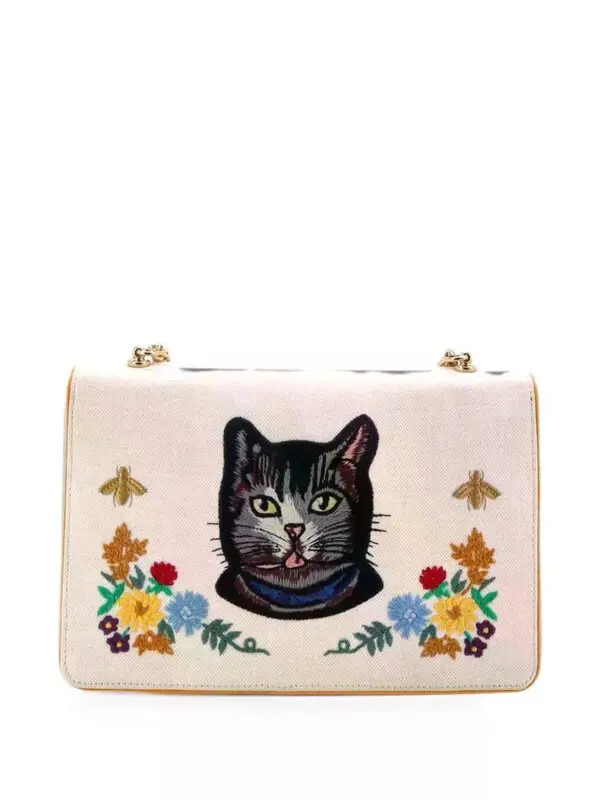 Gucci Linea Ricami Embroidered Canvas Small Shoulder Bag