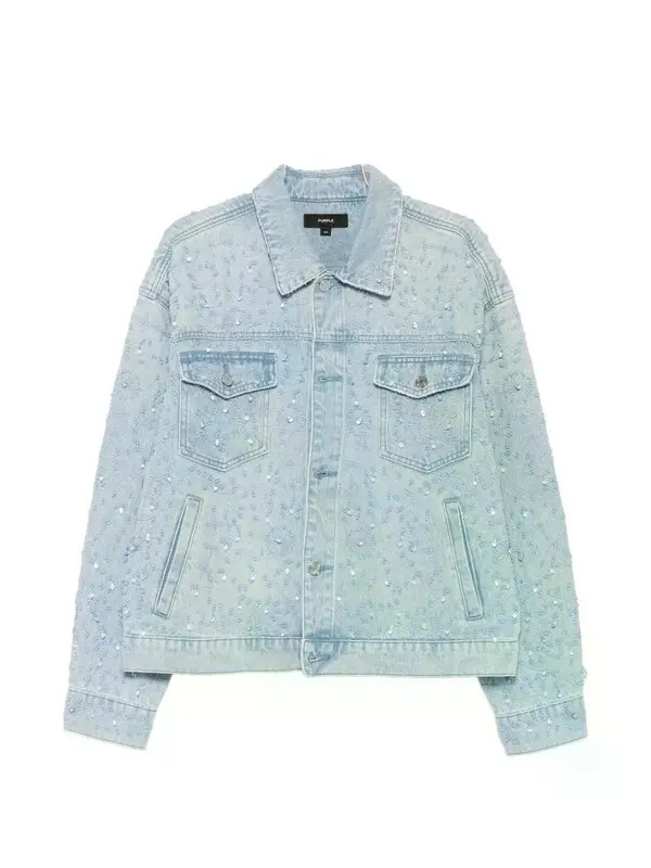 PURPLE BRAND Crystal-embellished Denim Jacket