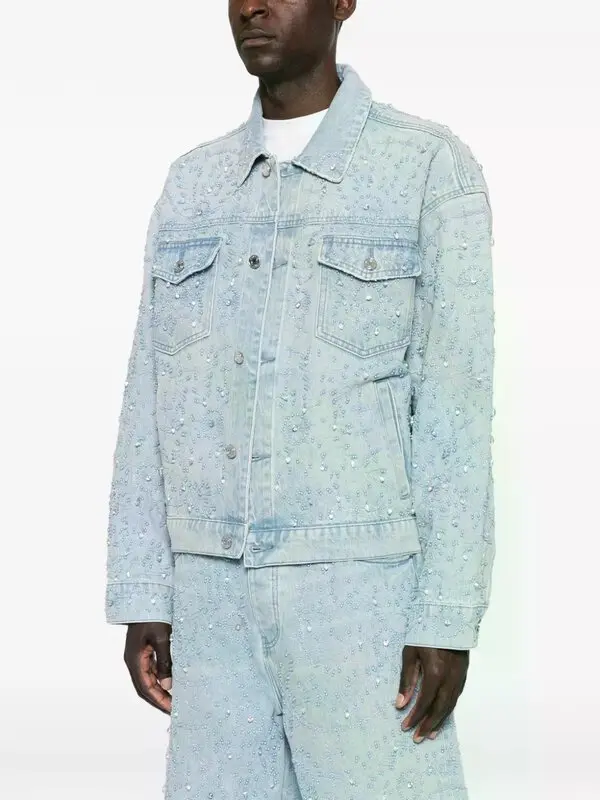 PURPLE BRAND Crystal-embellished Denim Jacket