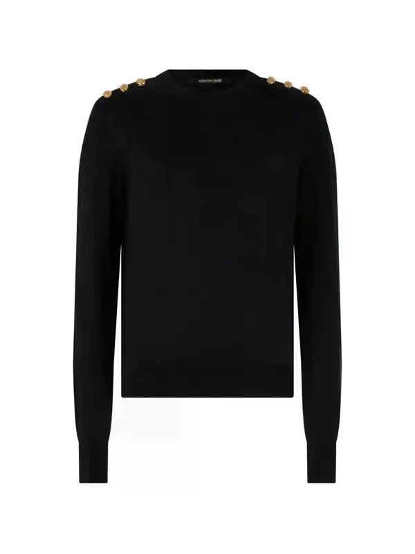 Roberto Cavalli Gold Button-detail Sweater - Black