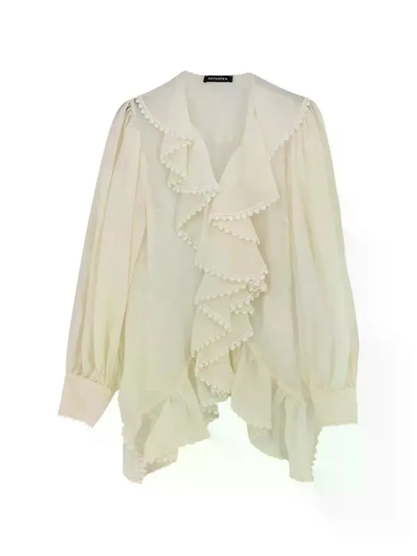 ACTUALEE Ruffled Embroidered-trim Shirt - Neutrals