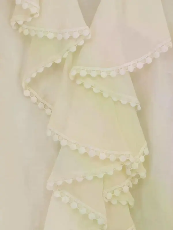 ACTUALEE Ruffled Embroidered-trim Shirt
