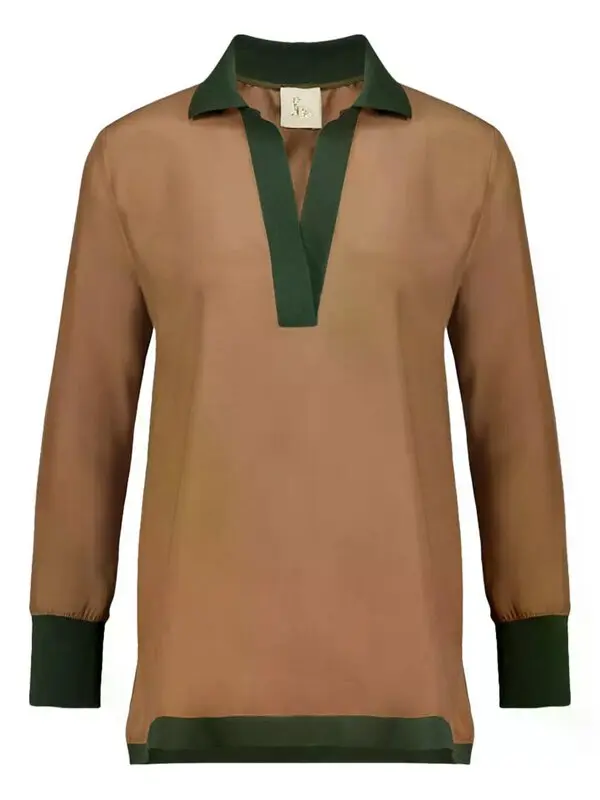 PAULA Diane V-neck Long-sleeve Top - Brown
