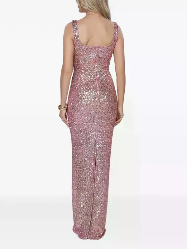 ROSERRY Sequin Embellished Scoop Neck Sleeveless Gown - Pink