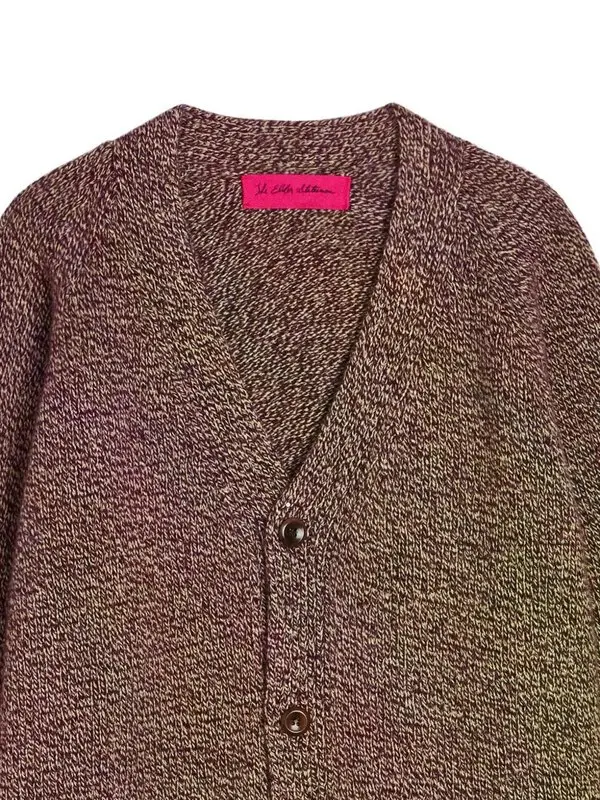 THE ELDER STATESMAN Oak Marl Button V-neck Cardigan