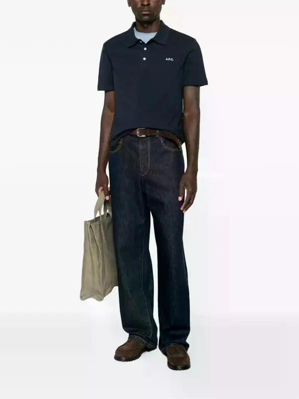 A.p.c. Logo-embroidered Polo Shirt - Blue