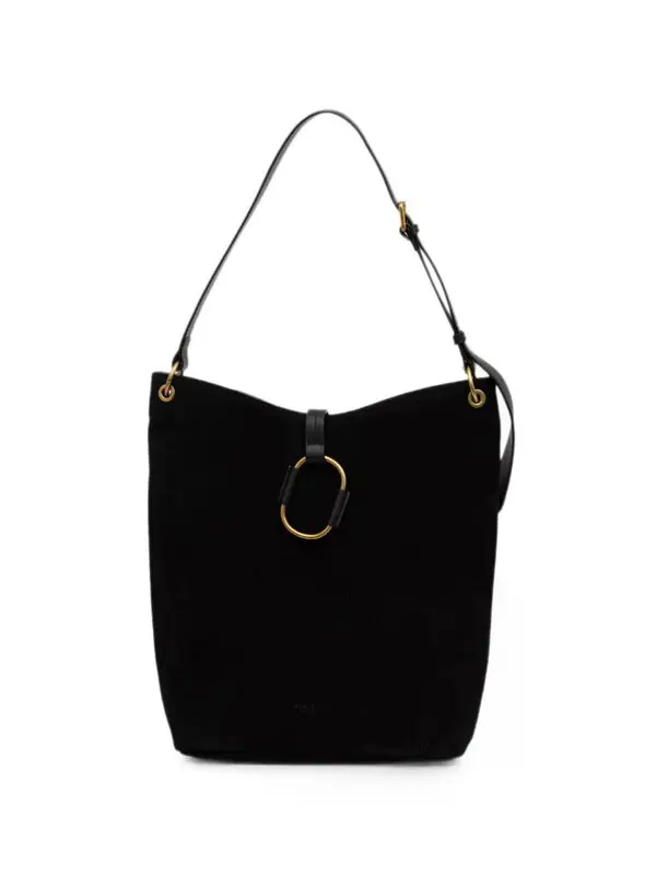 TWINSET Suede Leather-trim Tote Bag - Black