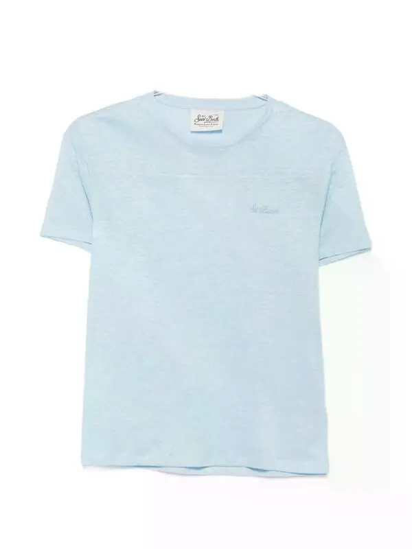 MC2 SAINT BARTH Embroidered Linen T-shirt - Blue