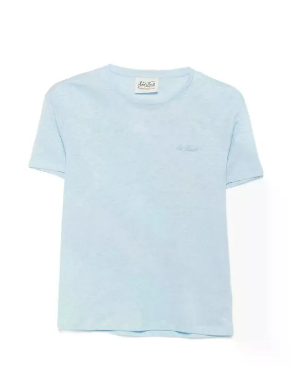 MC2 SAINT BARTH Embroidered Linen T-shirt - Blue