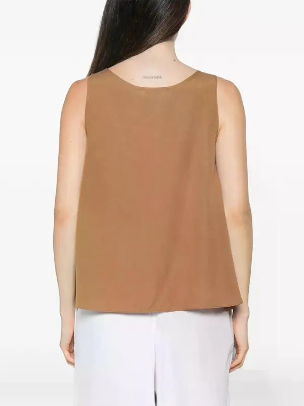 MOUTAKI Scoop Neck Sleeveless Blouse - Neutrals