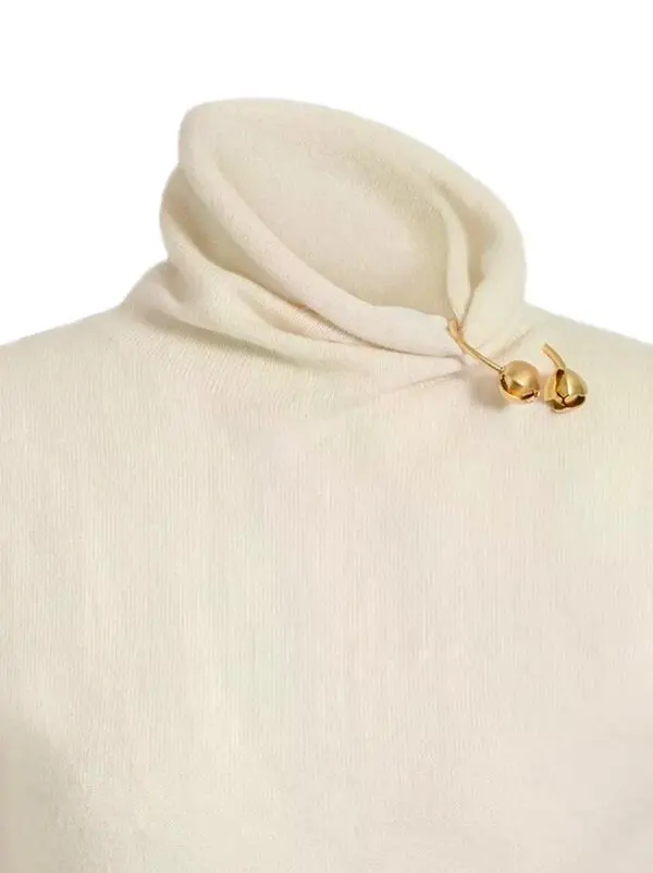 Alberta Ferretti Sleeveless Turtleneck With Safety Pin Detail - Neutrals