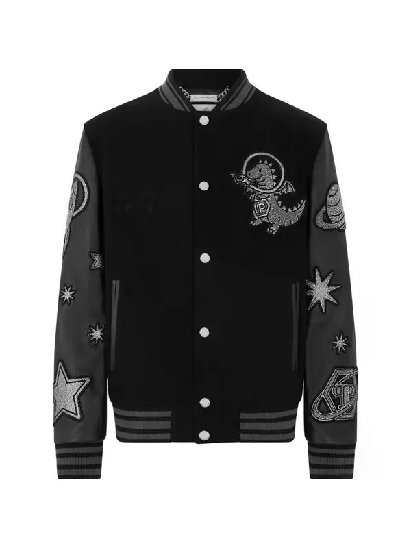 Philipp Plein Space Embellished Bomber Jacket - Black