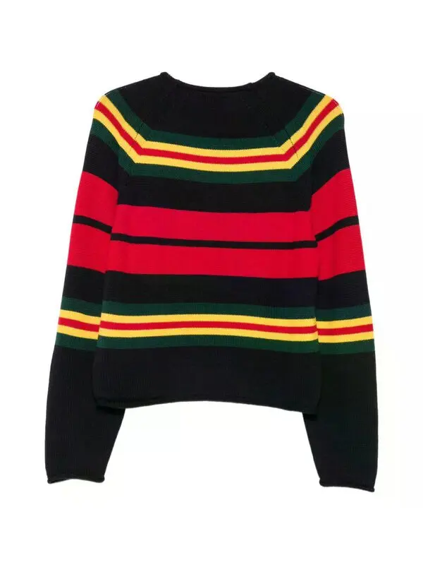 SEMICOUTURE Striped Crew Neck Long Sleeve Sweater - Blue
