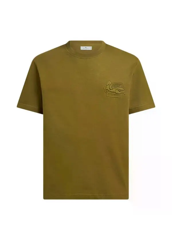 Etro Cotton Jersey T-shirt With Raised Pegaso Logo - Green